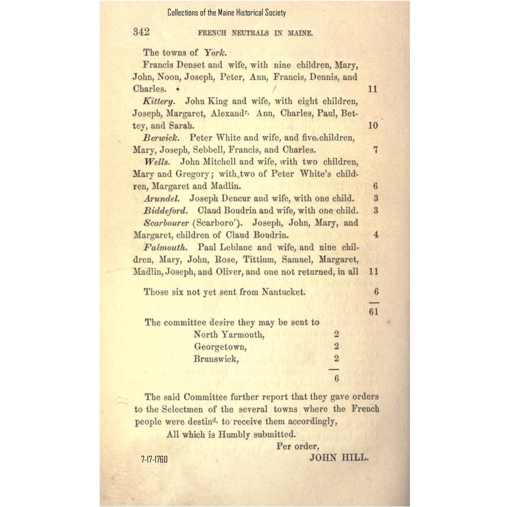 Acadian Exiles in Kennebunk - Kennebunkport Historical Society
